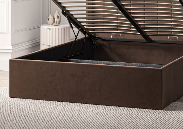 Harmony Winged Classic Hugo Truffle Upholstered Ottoman Bed Frame Only ...