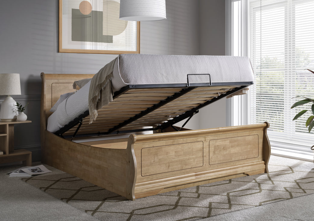 Marseille New Oak Wooden Ottoman Storage Bed – Time4Sleep