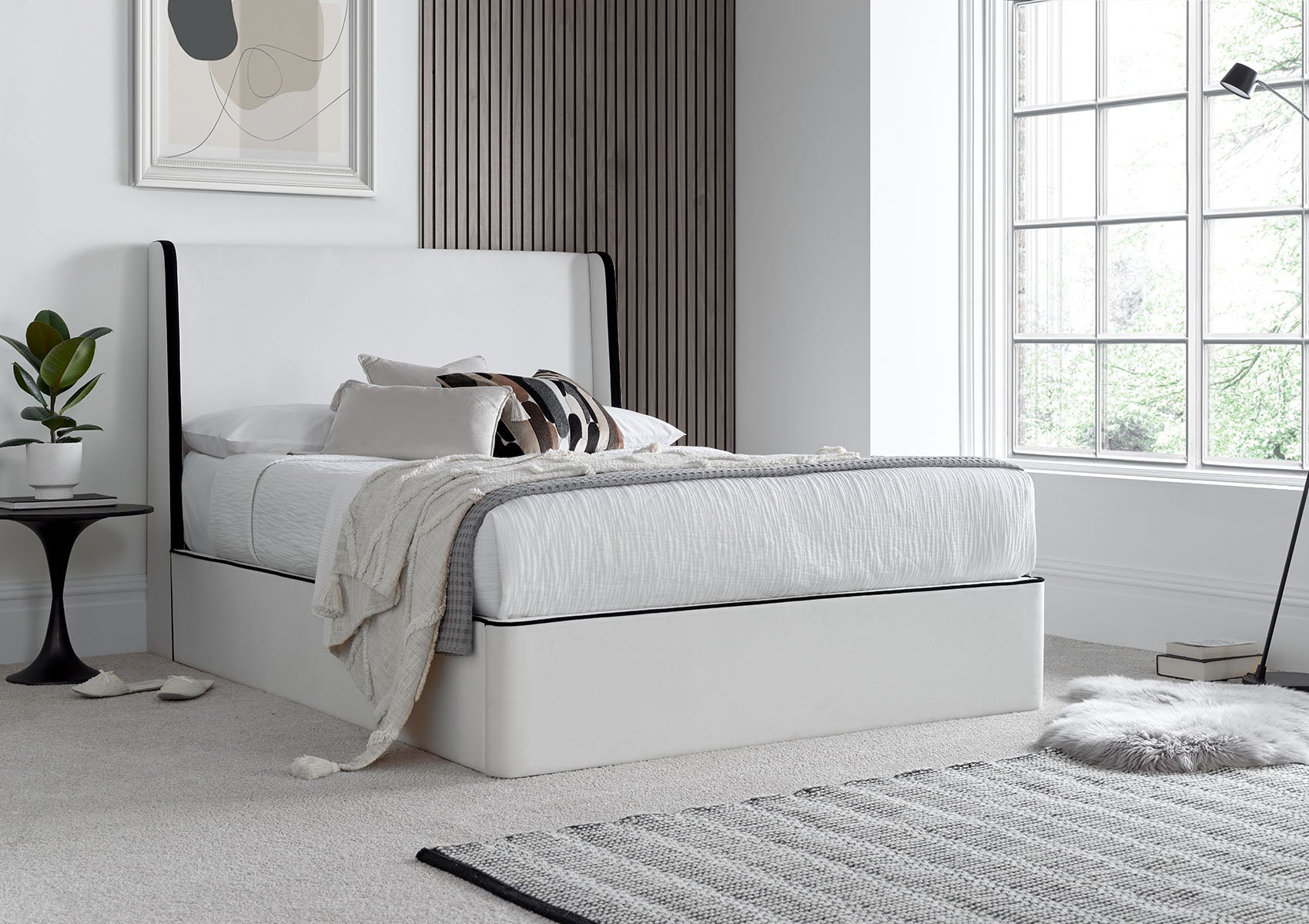 Alicia White Winged Upholstered Ottoman Bed Frame – Time4Sleep