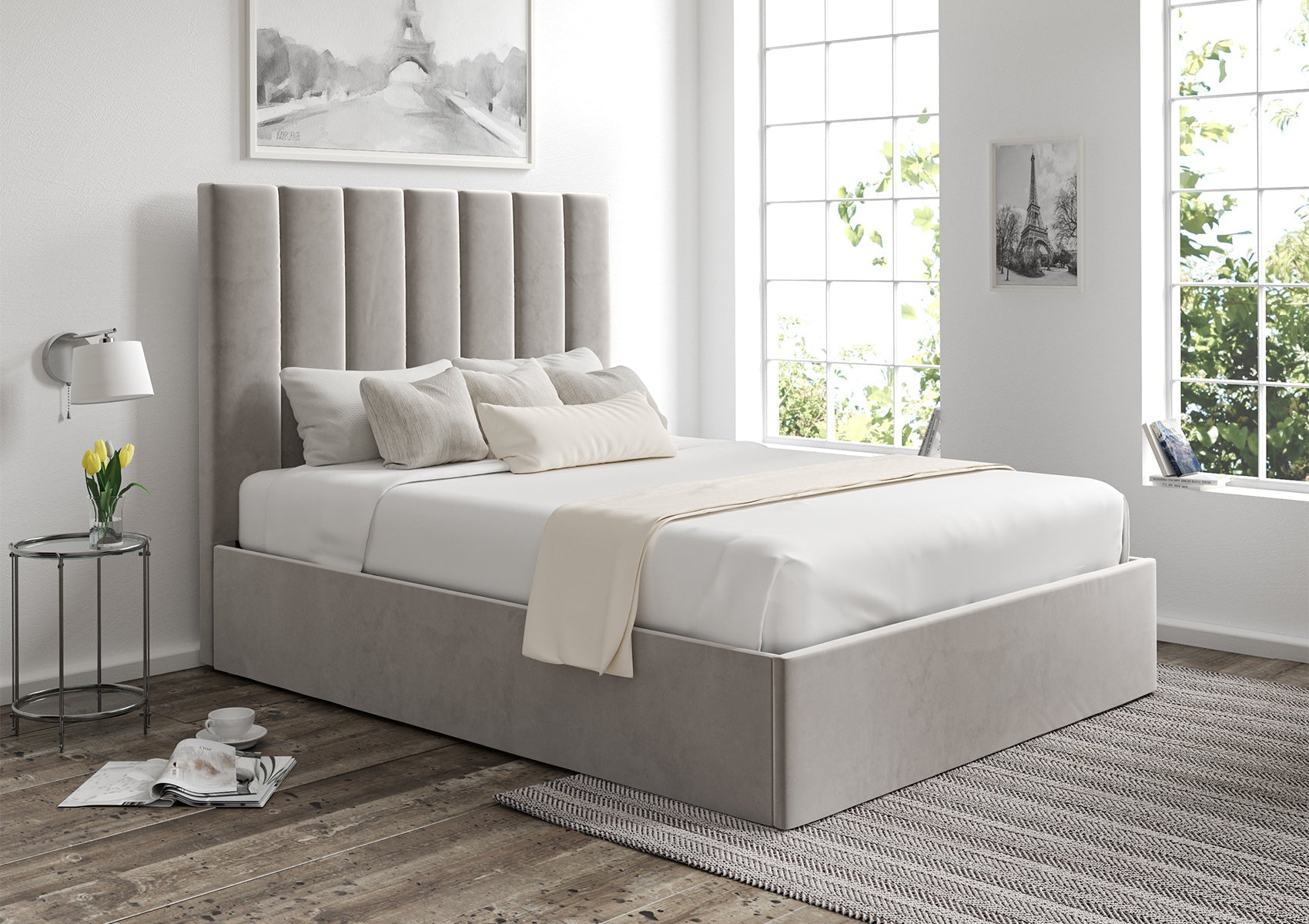 Amalfi Hugo Platinum Upholstered Ottoman Bed Frame Only – Time4Sleep