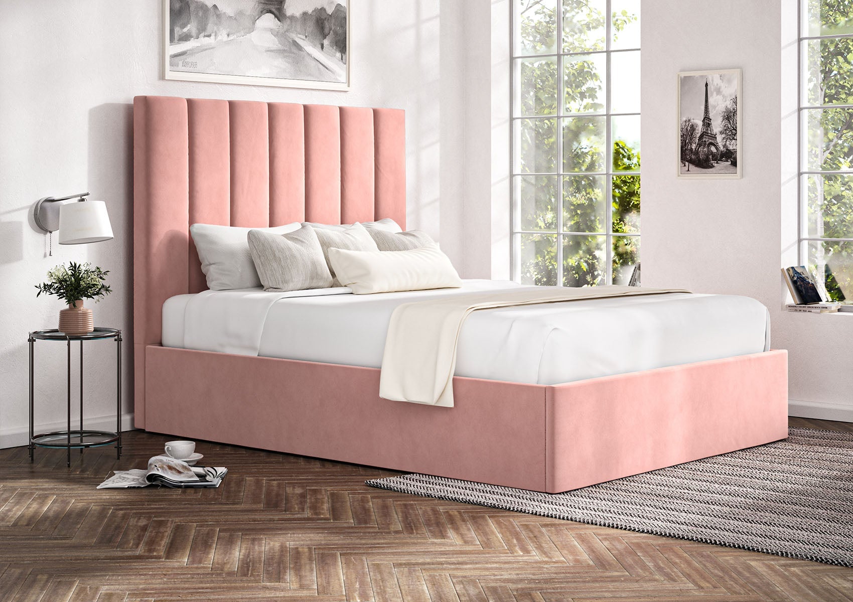 Amalfi Hugo Powder Upholstered Ottoman Bed Frame Only – Time4Sleep