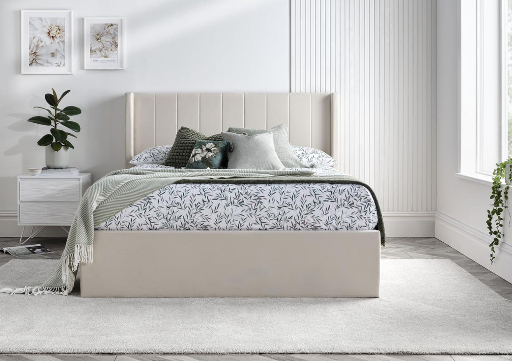 Wilson Natural Beige Upholstered Ottoman Bed Frame – Time4Sleep