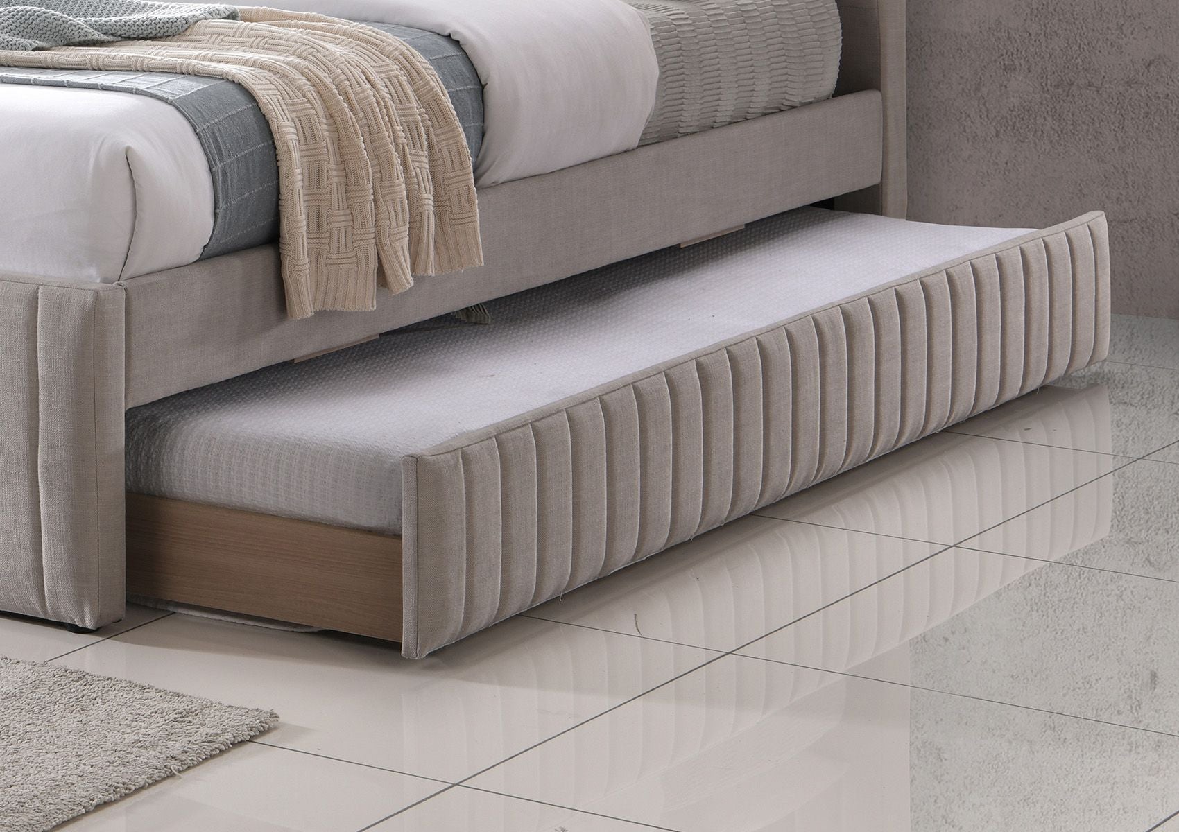 Bexley Natural Oat Upholstered Bed Frame Only – Time4Sleep