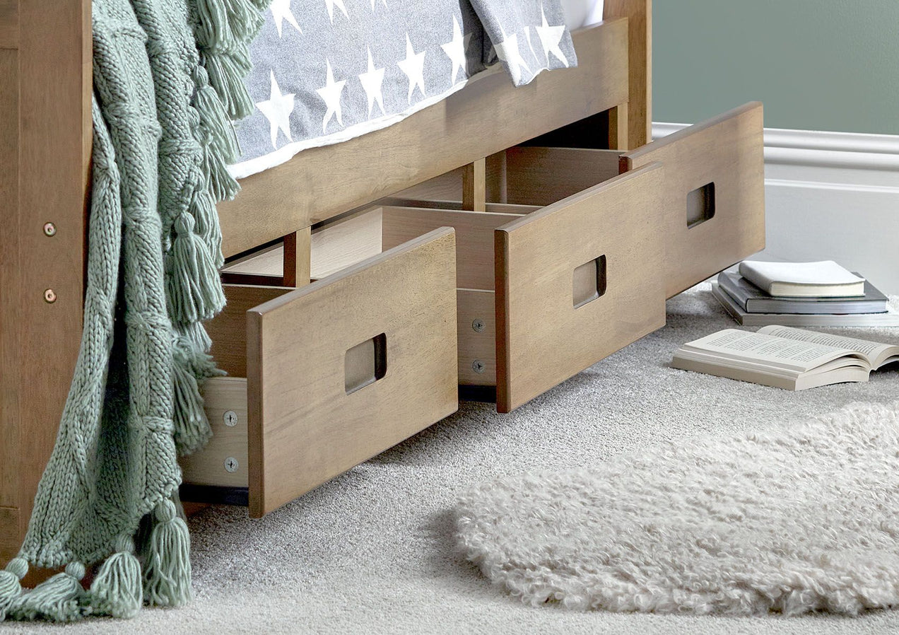 Captain Oak Finish 3 Drawer Single Wooden Storage Bed – Time4Sleep
