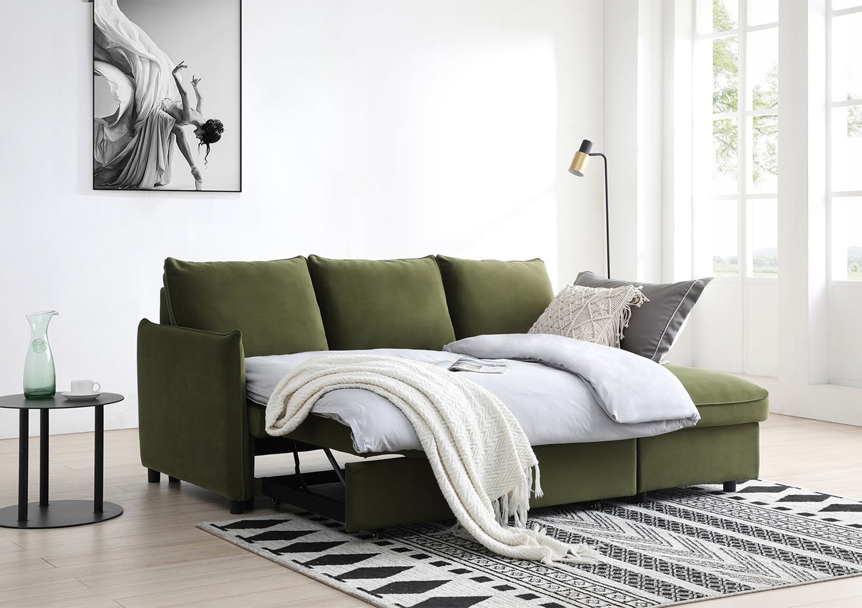 Coniston Olive Green Corner Sofa Bed – Time4Sleep