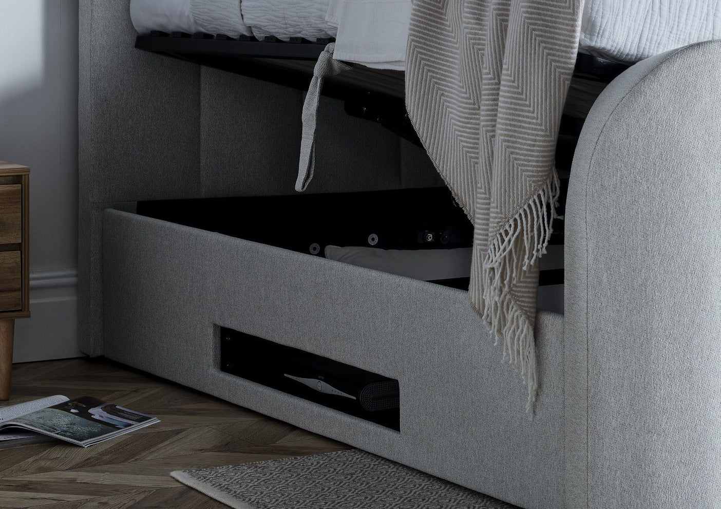 Copenhagen Upholstered Ottoman TV Bed - Shell – Time4Sleep