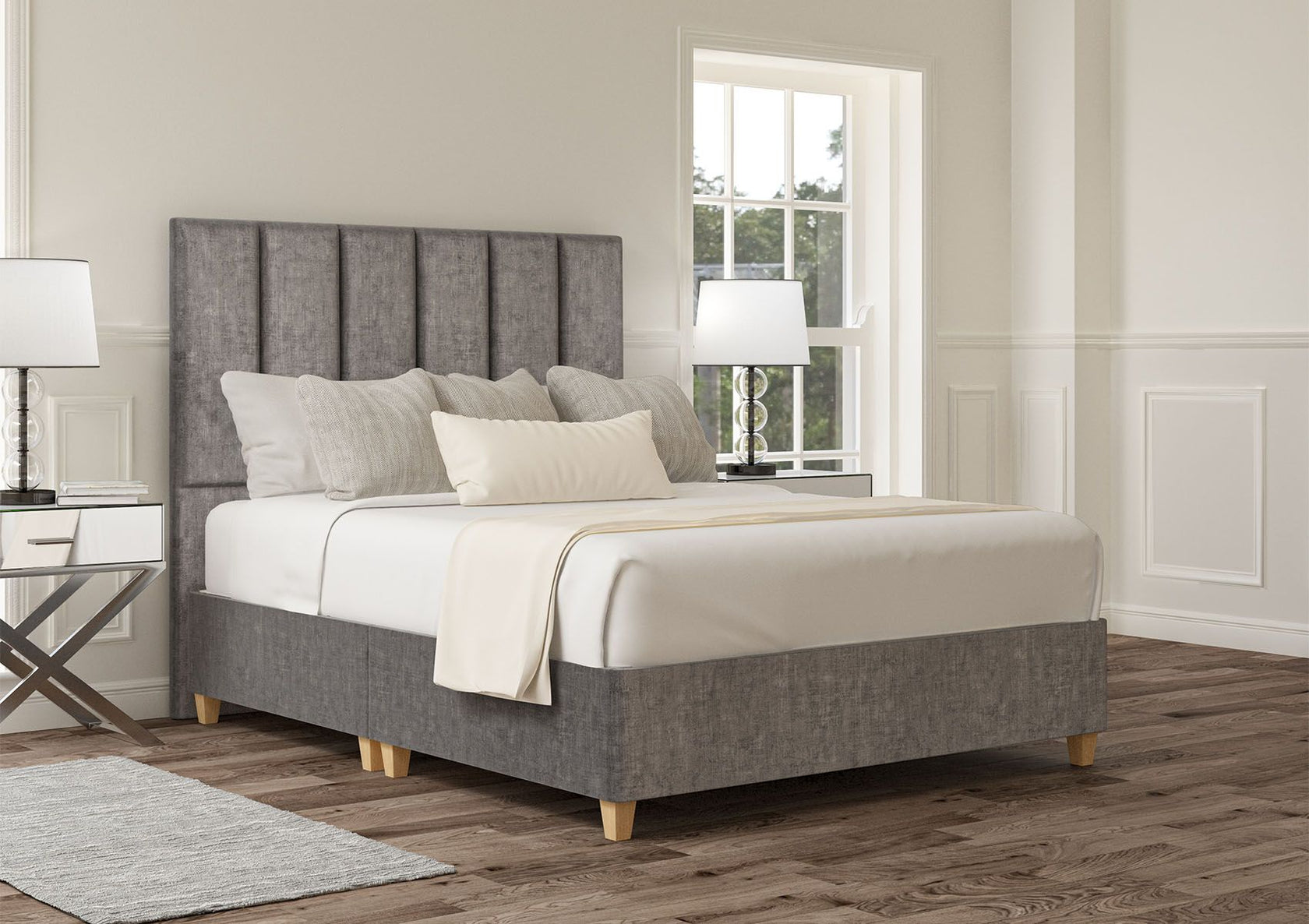 Empire Upholstered Headboard and Shallow Base On Legs – Time4Sleep
