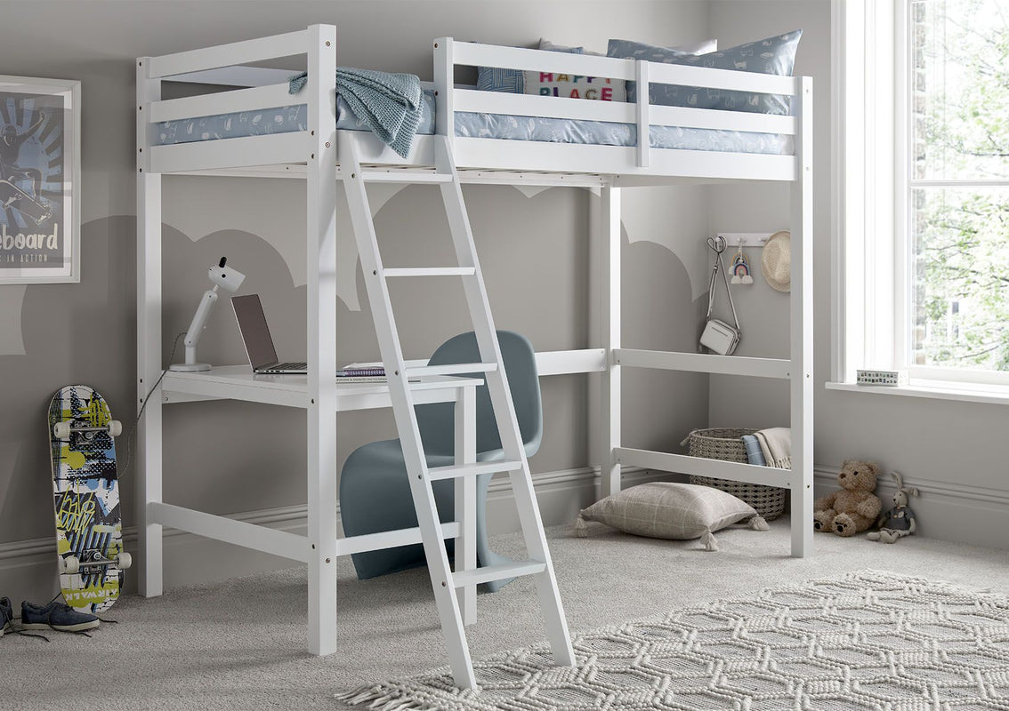 Essentials White Single Wooden High Sleeper Bed Frame – Time4Sleep