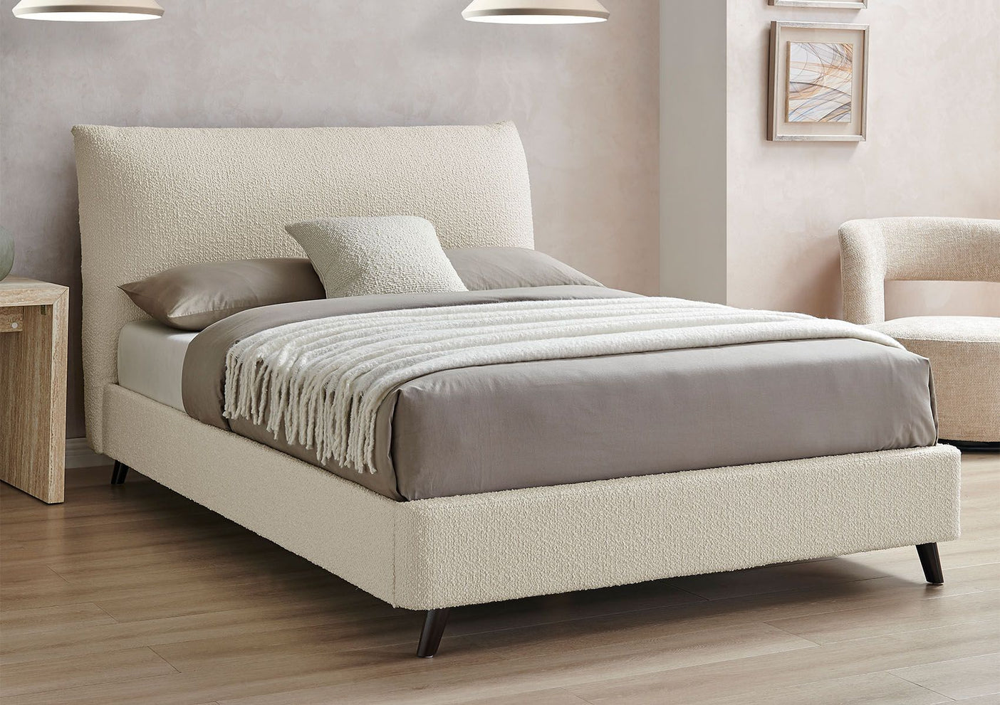 Tranquil Boucle Ivory Bed Frame – Time4Sleep