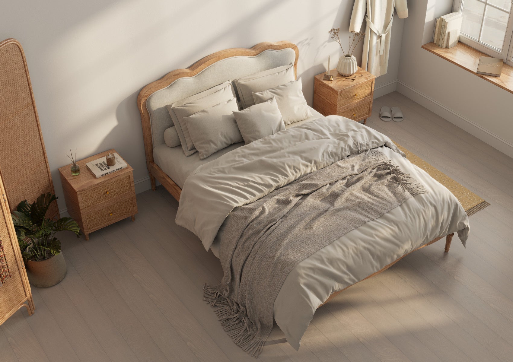 Matilda Cream Upholstered Oak Bed Frame – Time4Sleep