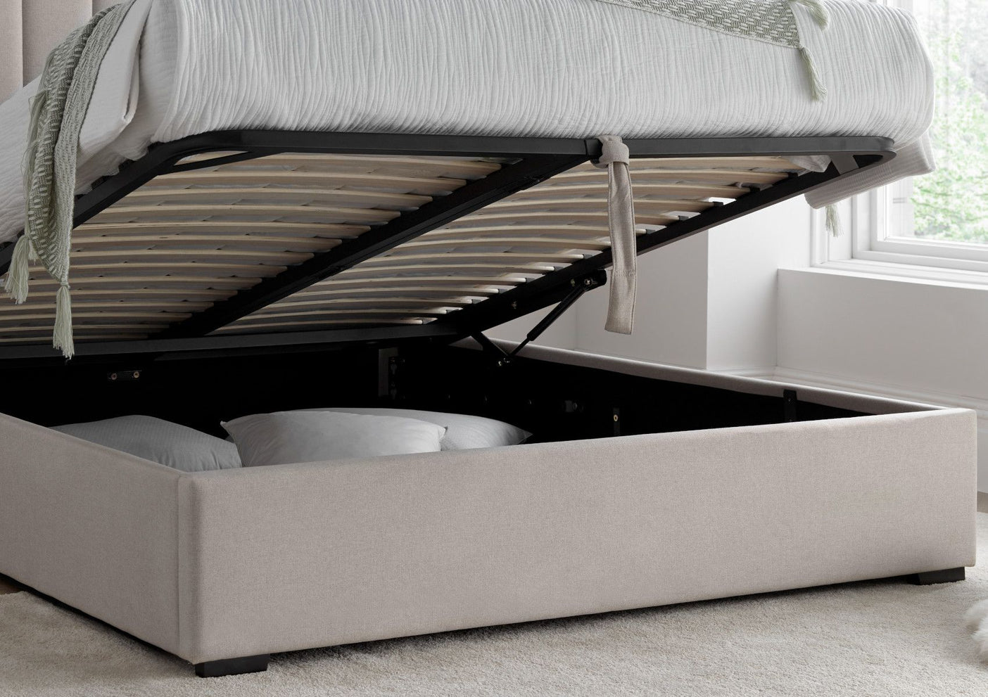 Maya Winged Ottoman Natural - Bed Frame Only – Time4Sleep