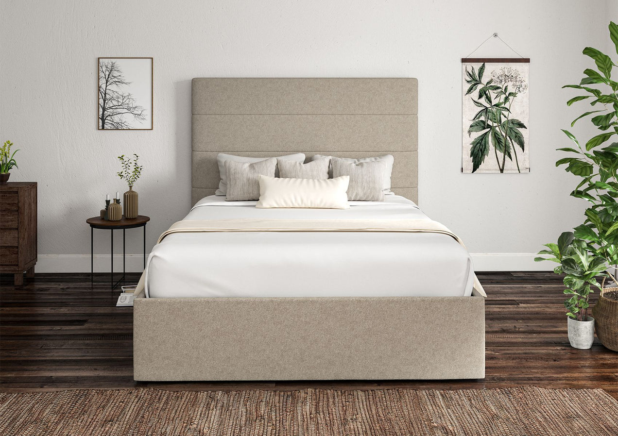 Milano Trebla Flax Upholstered Ottoman Bed Frame Only – Time4Sleep