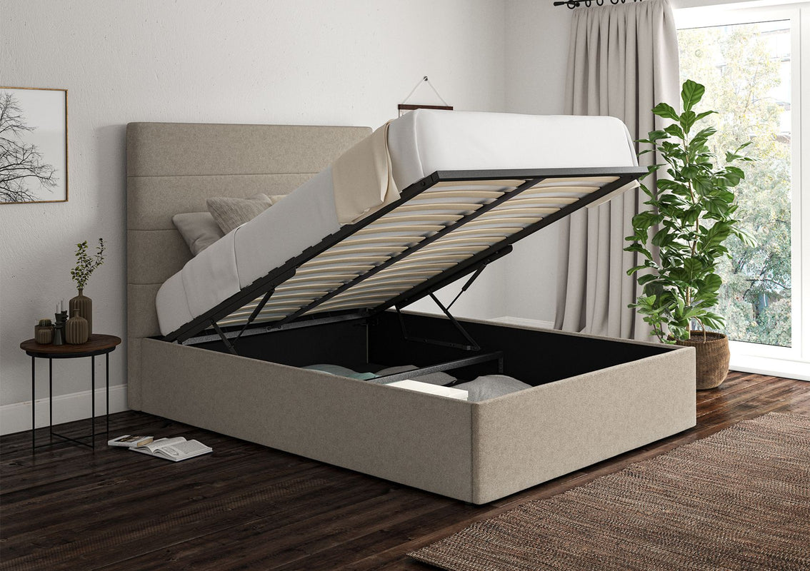 Milano Trebla Flax Upholstered Ottoman Bed Frame Only – Time4Sleep