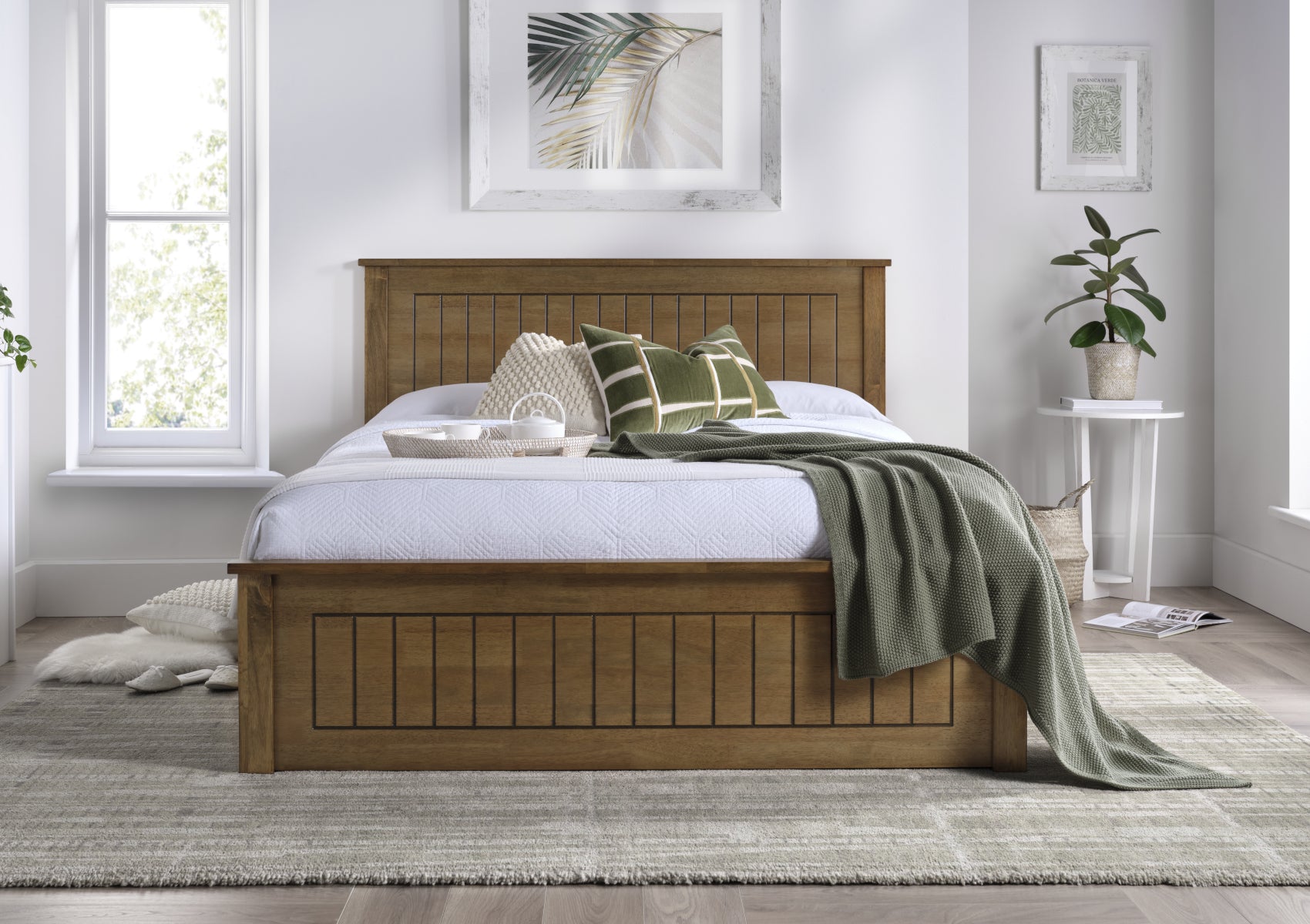 New England Oak Finish Wooden Ottoman Storage Bed – Time4Sleep
