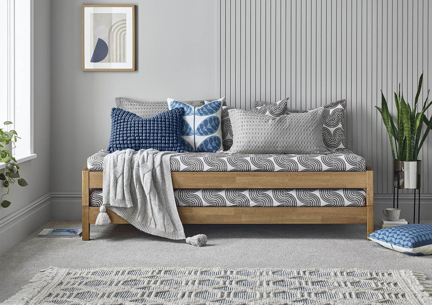 Stacking Oak Finish Wooden Pair Of Single Bed Frames – Time4Sleep