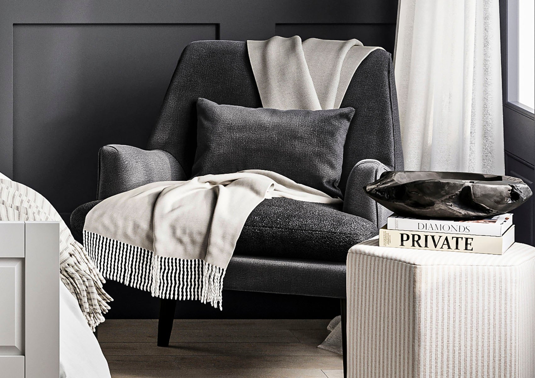Saltmarsh Anthracite Grey Upholstered Accent Chair – Time4Sleep