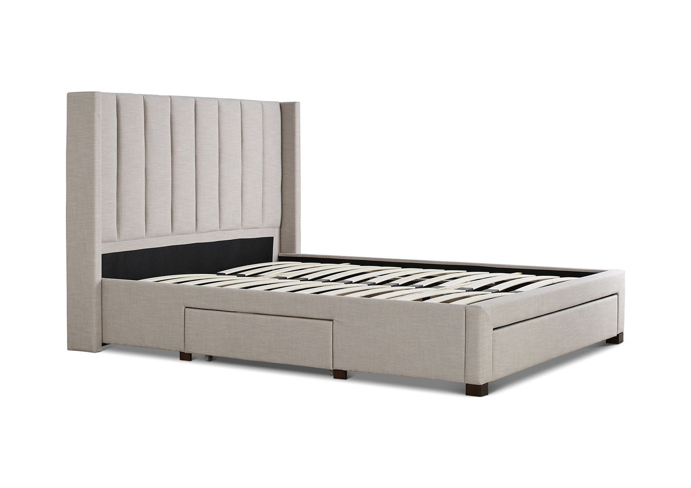 Savannah Natural Oat Upholstered Drawer Bed Frame Only – Time4Sleep