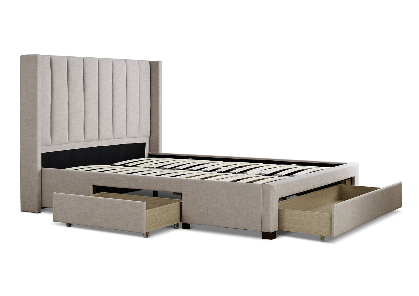 Savannah Natural Oat Upholstered Drawer Bed Frame Only – Time4Sleep