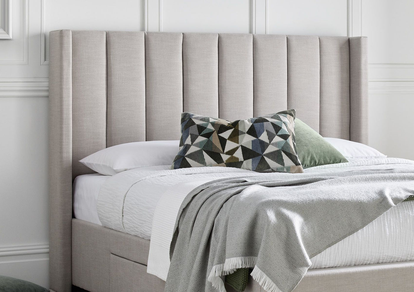 Savannah Natural Oat Upholstered Drawer Bed Frame Only – Time4Sleep