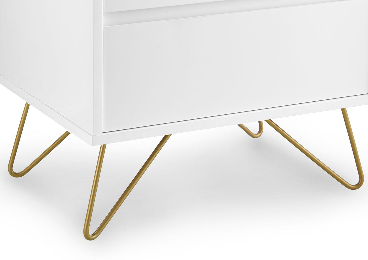 Sofia 2 Drawer White Bedside With Brass Steel Feet – Time4Sleep