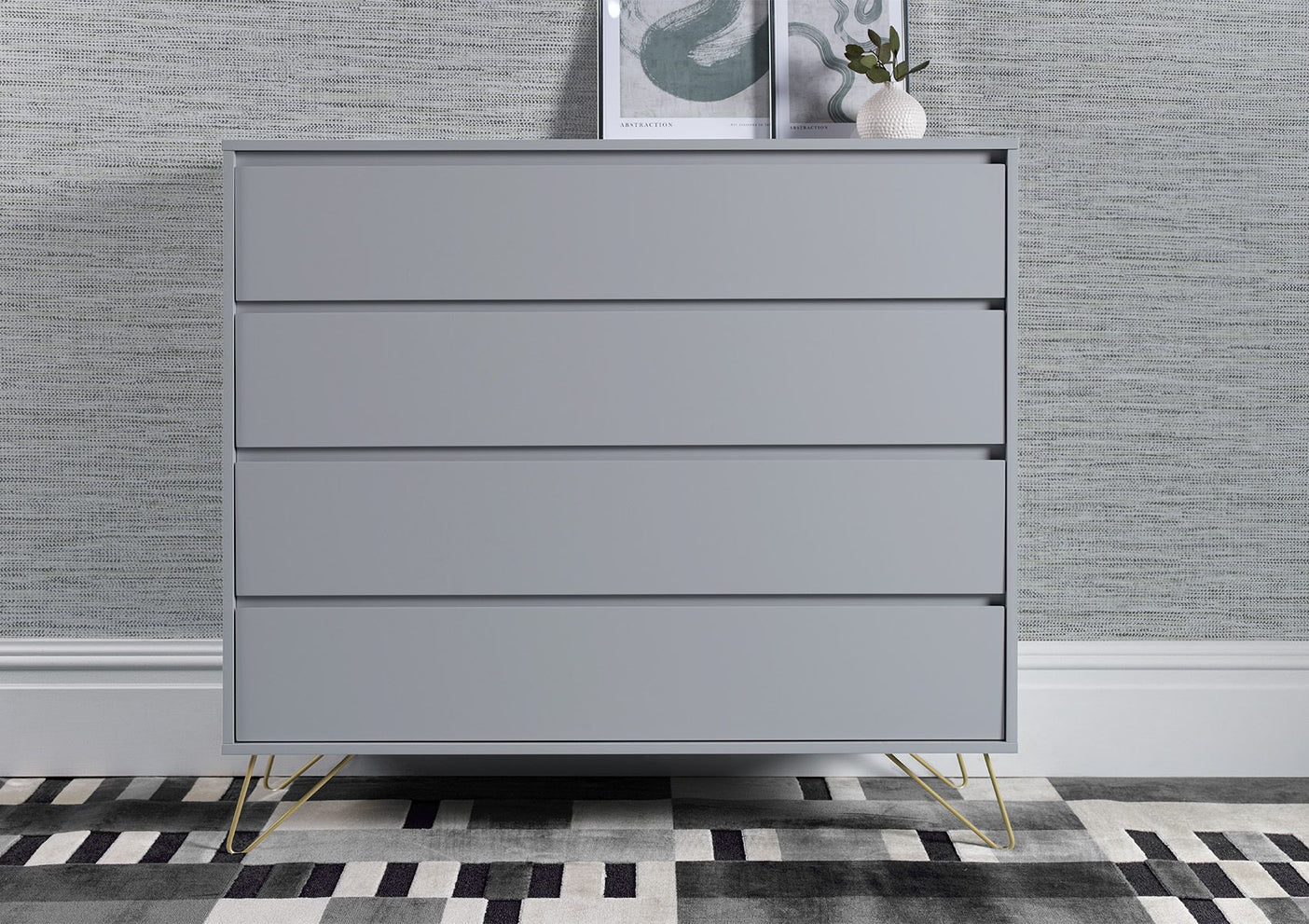 Sofia 4 Drawer Harbour Mist Chest With Brass Steel Feet – Time4Sleep