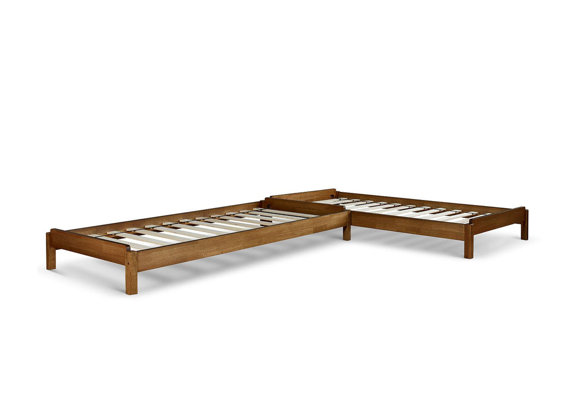 Stacking Oak Finish Wooden Pair Of Single Bed Frames – Time4Sleep