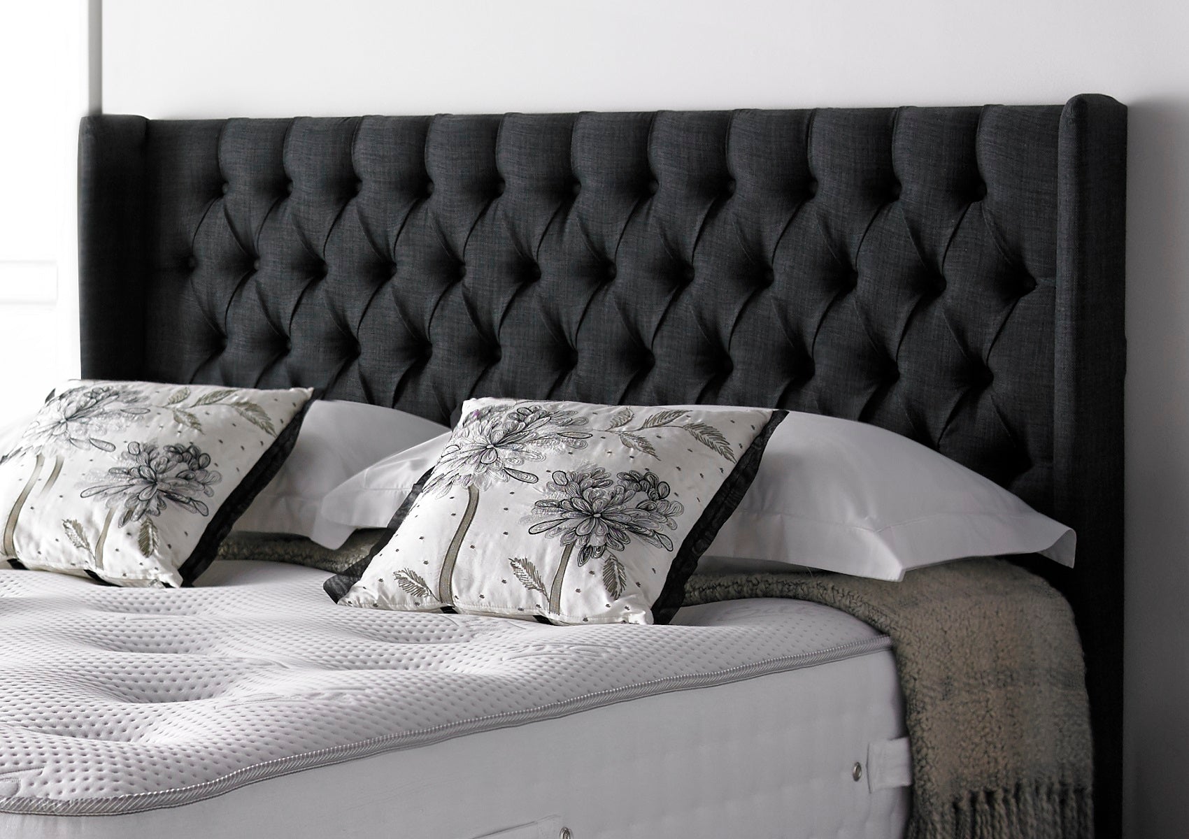 Stocksbridge Winged Upholstered Floor Standing Headboard – Time4Sleep