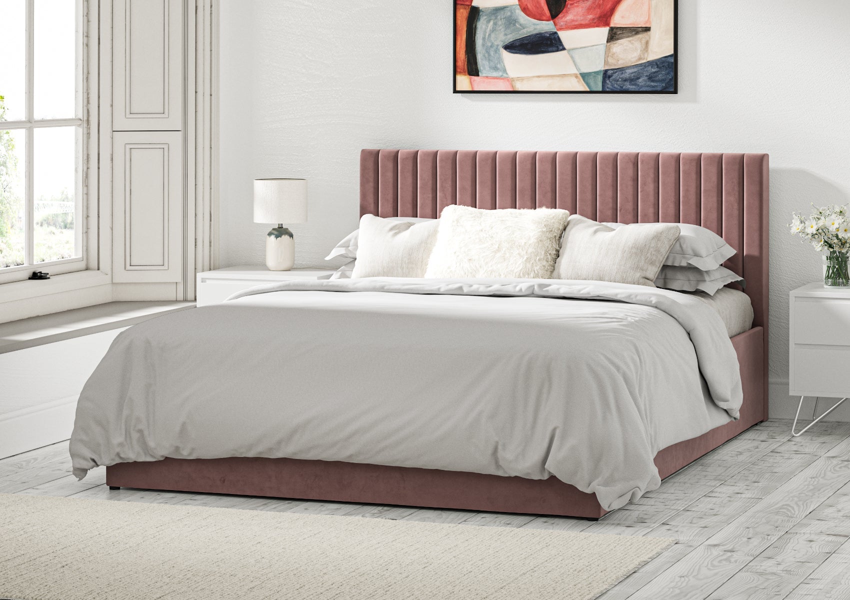 Symphony Classic Hugo Heather Upholstered Ottoman Bed Frame Only ...