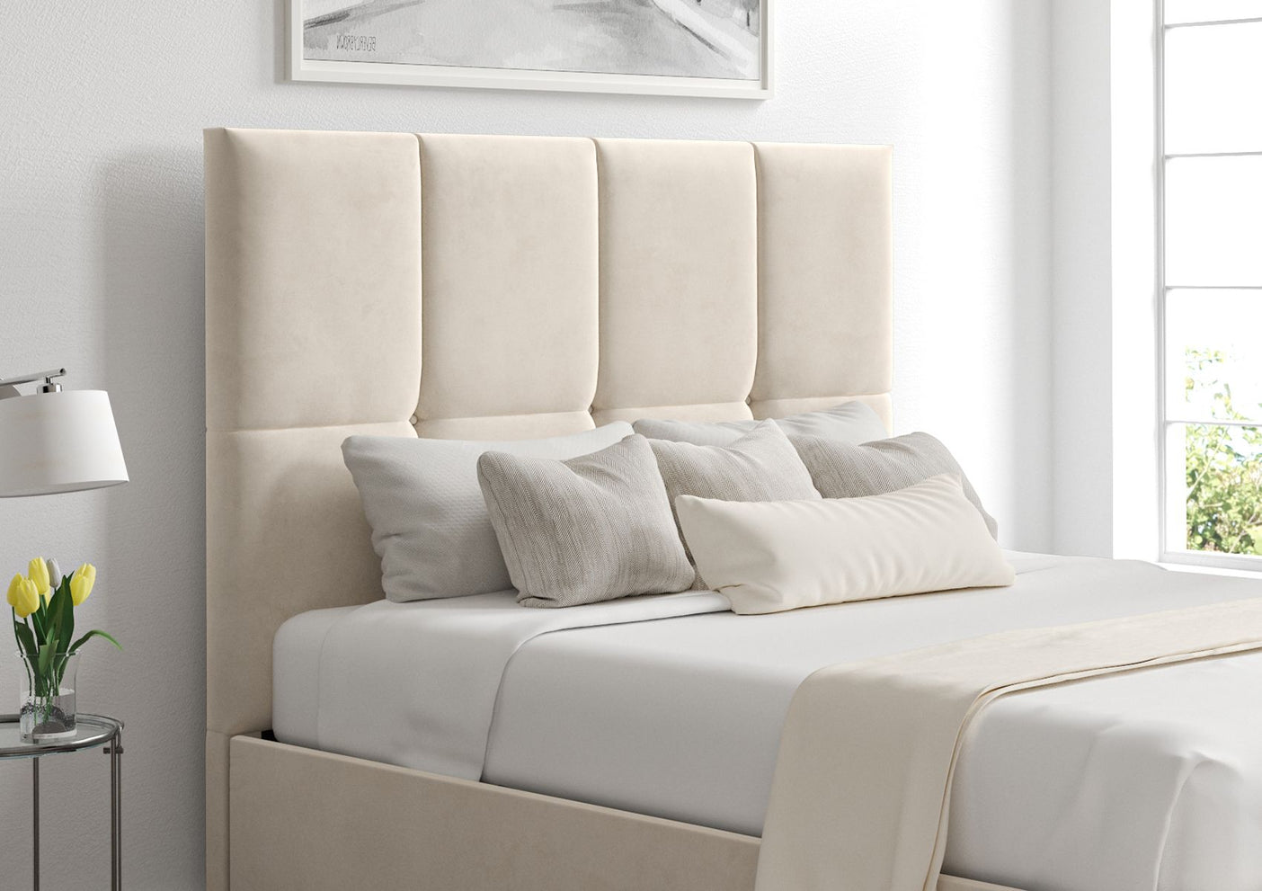 Turin Hugo Ivory Upholstered Ottoman Bed Frame Only – Time4Sleep