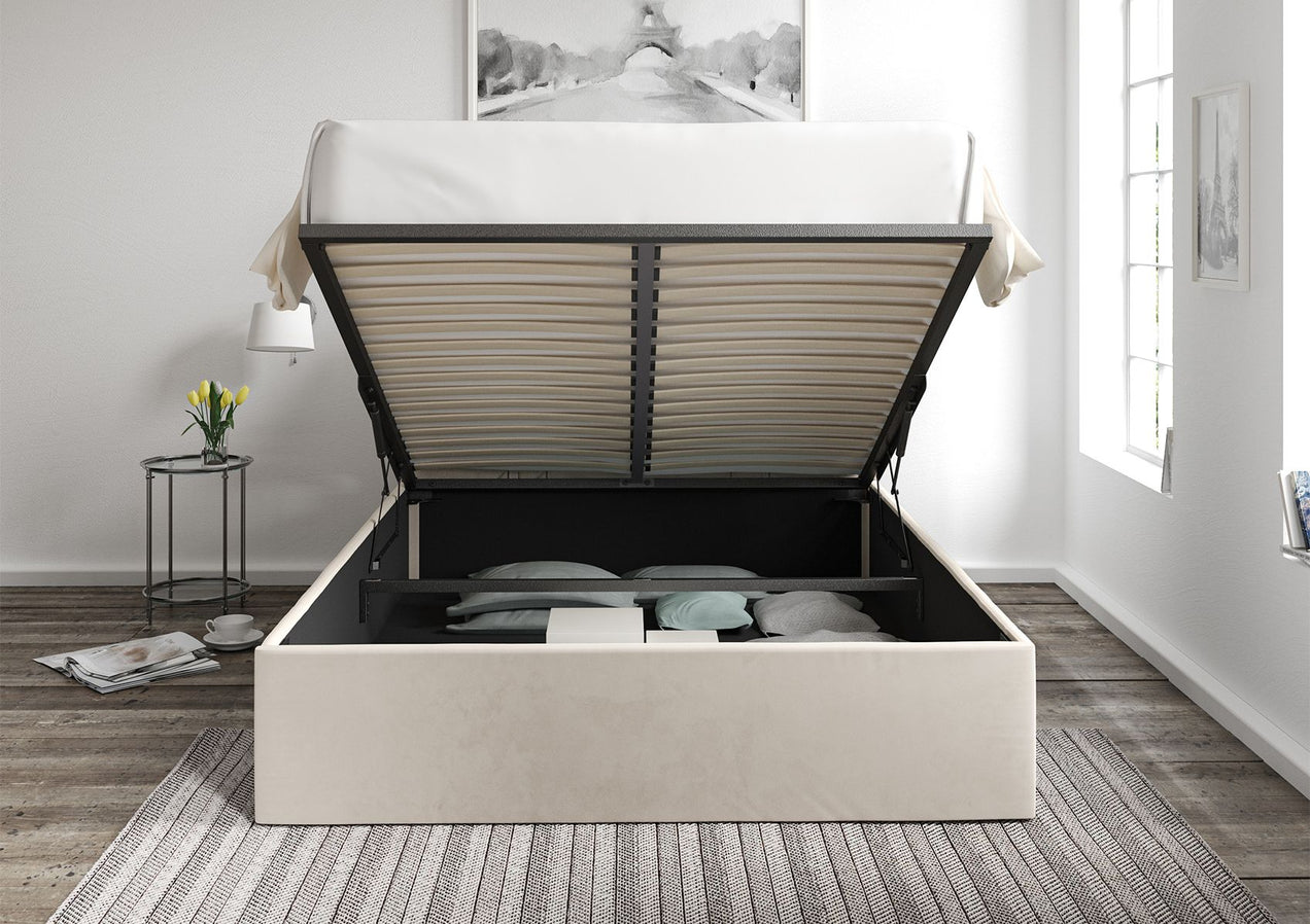 Turin Hugo Ivory Upholstered Ottoman Bed Frame Only – Time4Sleep