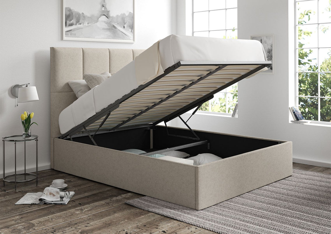 Turin Trebla Flax Upholstered Ottoman Bed Frame Only – Time4Sleep