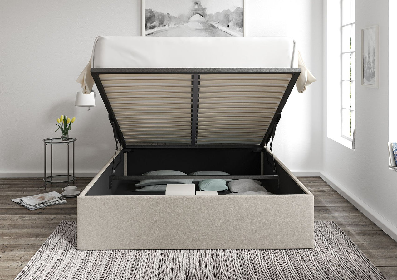 Turin Trebla Flax Upholstered Ottoman Bed Frame Only – Time4Sleep