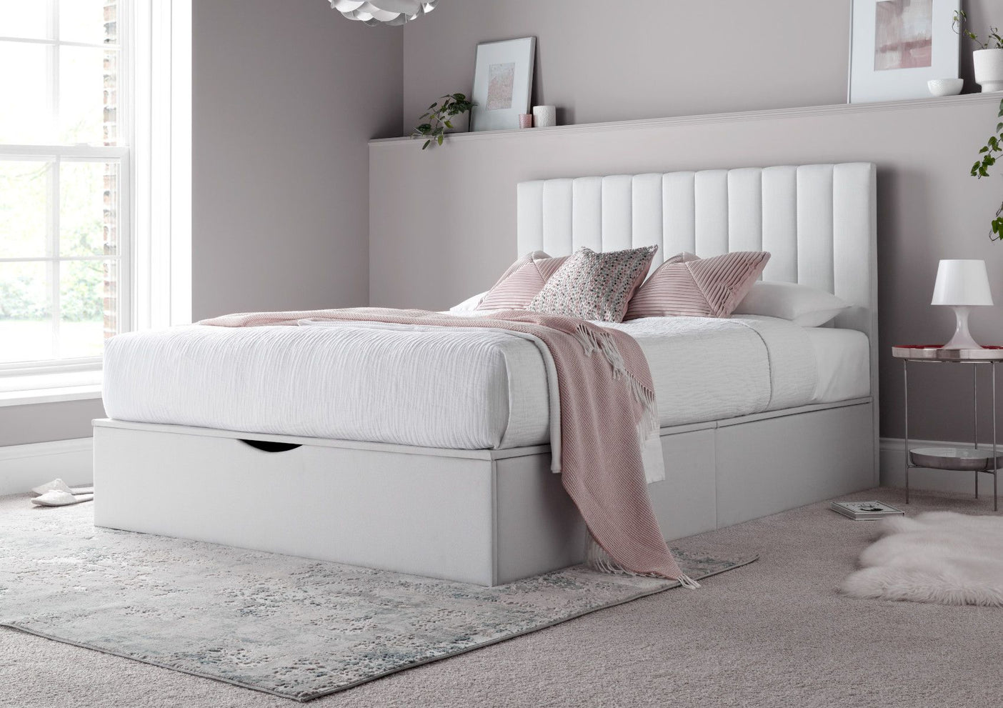 Onelife Off White Upholstered Ottoman Bed Frame – Time4Sleep