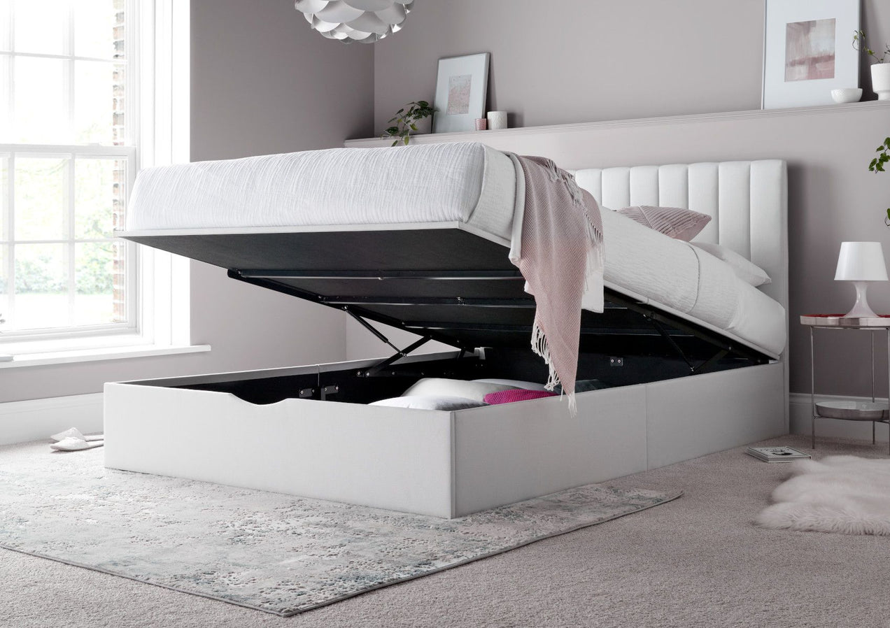 Onelife Off White Upholstered Ottoman Bed Frame – Time4Sleep