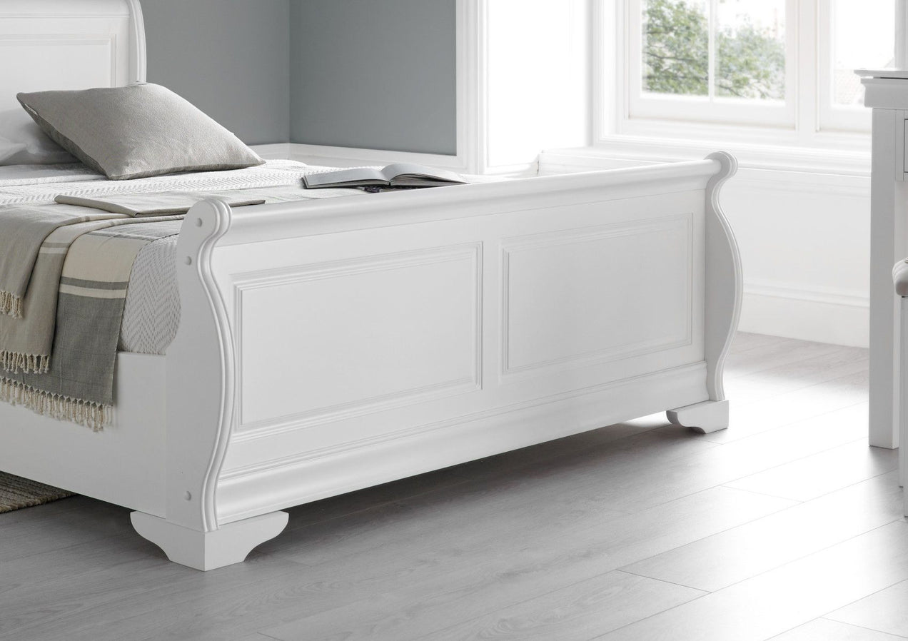 Toulon Wooden Sleigh Bed - White - Bed Frame Only – Time4Sleep